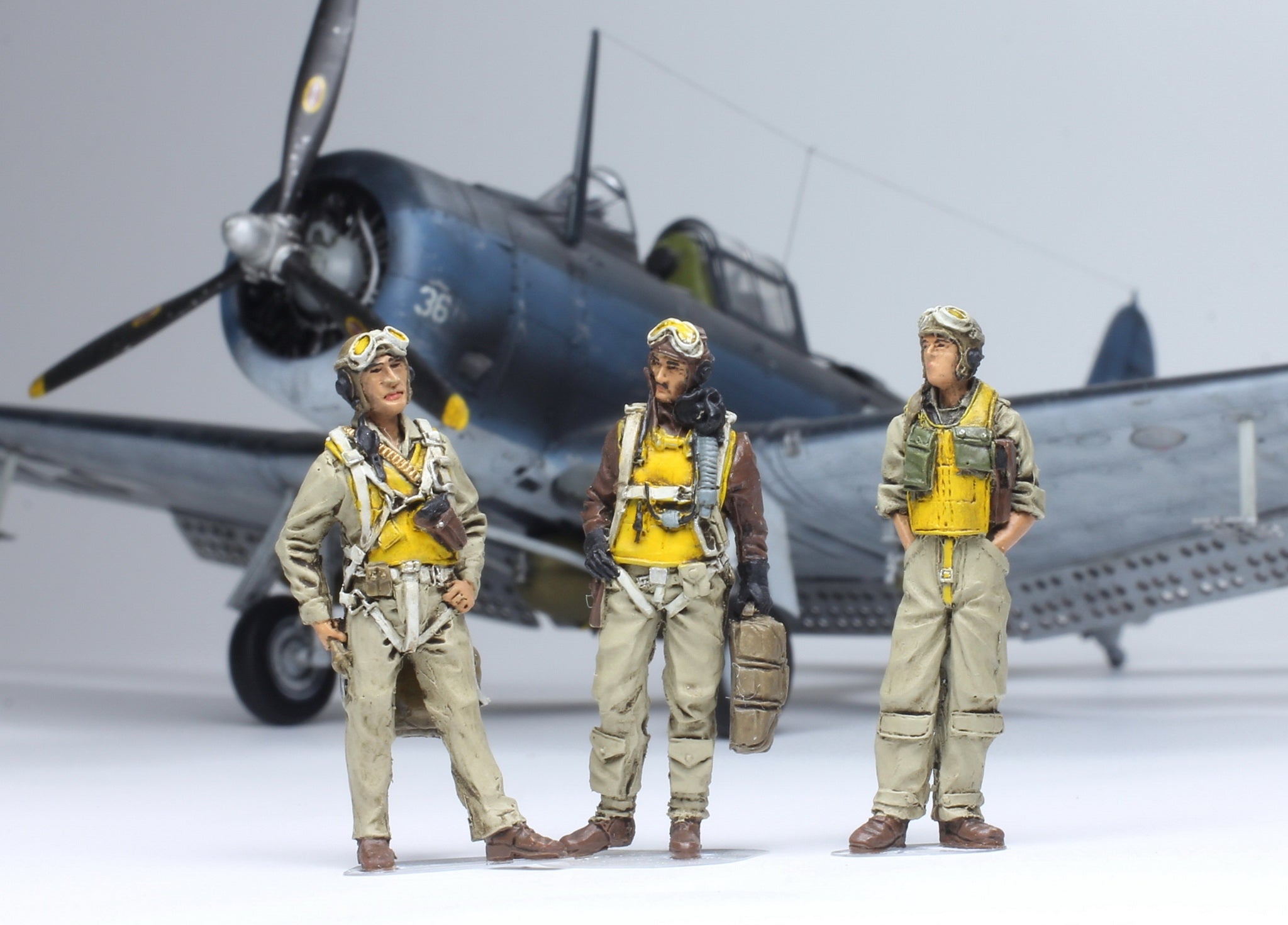(Unpainted) Set 03 US Navy Fighter Pilots WW2 , 1:48 Scale Ratio, Worl ...